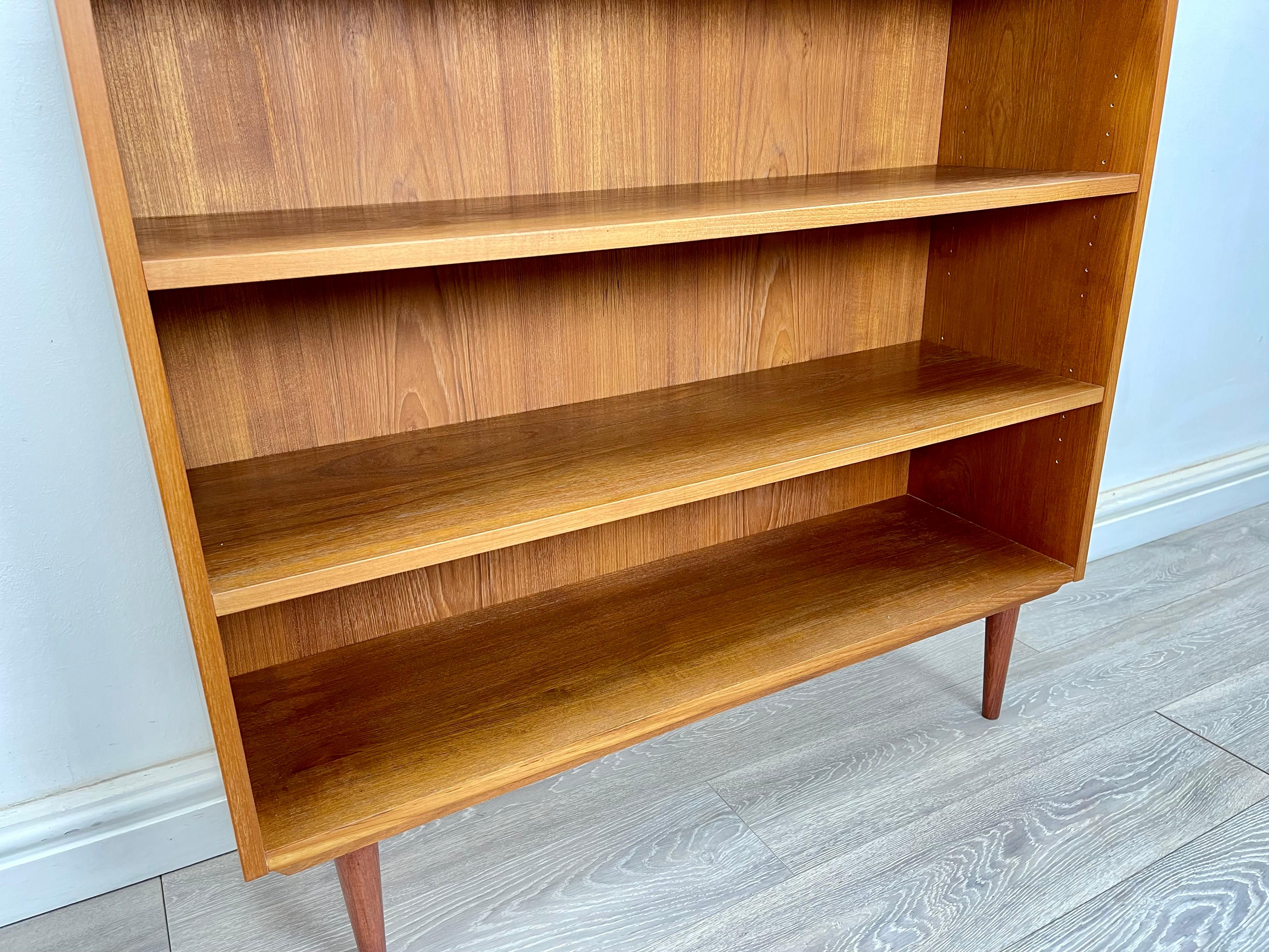 Midcentury Danish Teak Open Bookcase For Sale at 1stDibs