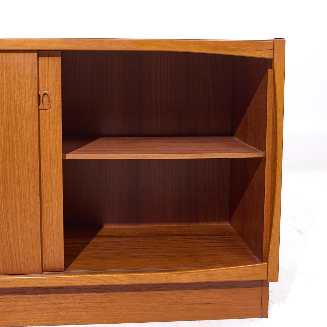 Mid Century Danish Teak Sliding Door Cabinet For Sale at 1stDibs