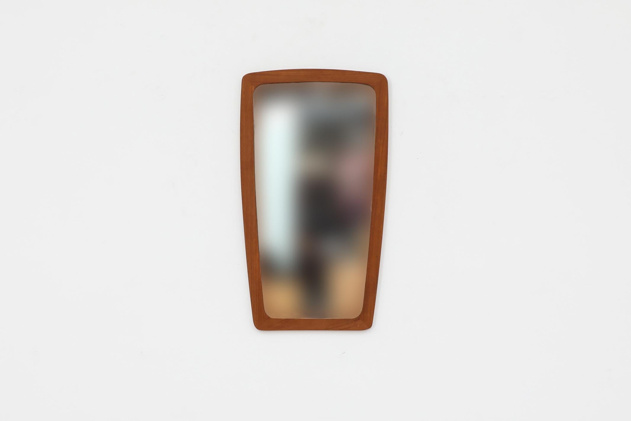 Mid-Century Danish Teak Triangular Wall Mount Mirror For Sale at 1stDibs