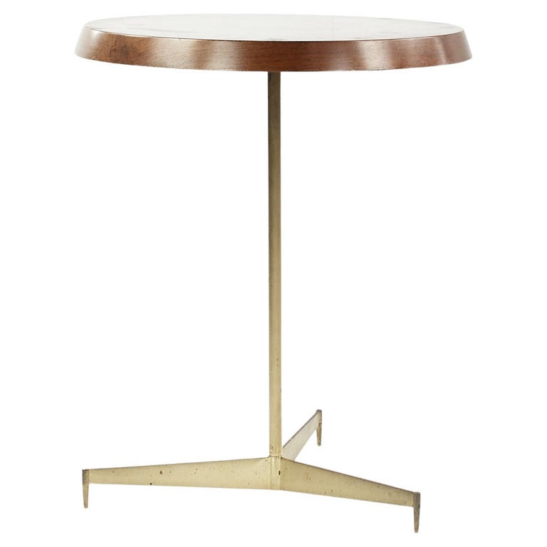 Mid Century Danish Walnut and Brass Tripod Side Table For Sale at 1stDibs