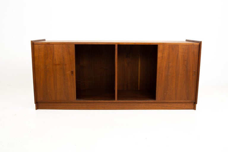 Mid Century Danish Walnut Floating Sliding Door Credenza For Sale at ...