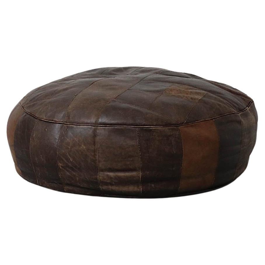 Mid-Century De Sede Inspired Dark Brown Square Patchwork Leather ...