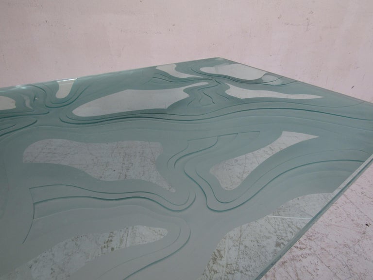 Midcentury Decorative Frosted Glass Top Coffee Table For Sale at ...