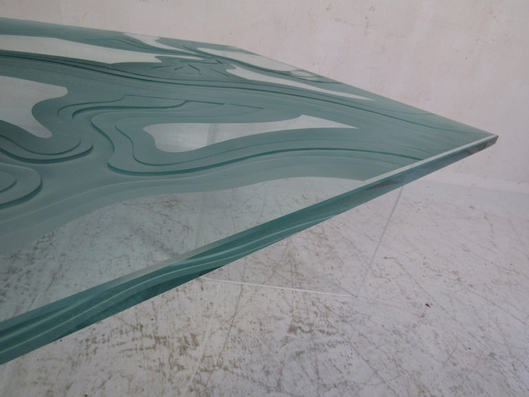 Midcentury Decorative Frosted Glass Top Coffee Table For Sale at ...
