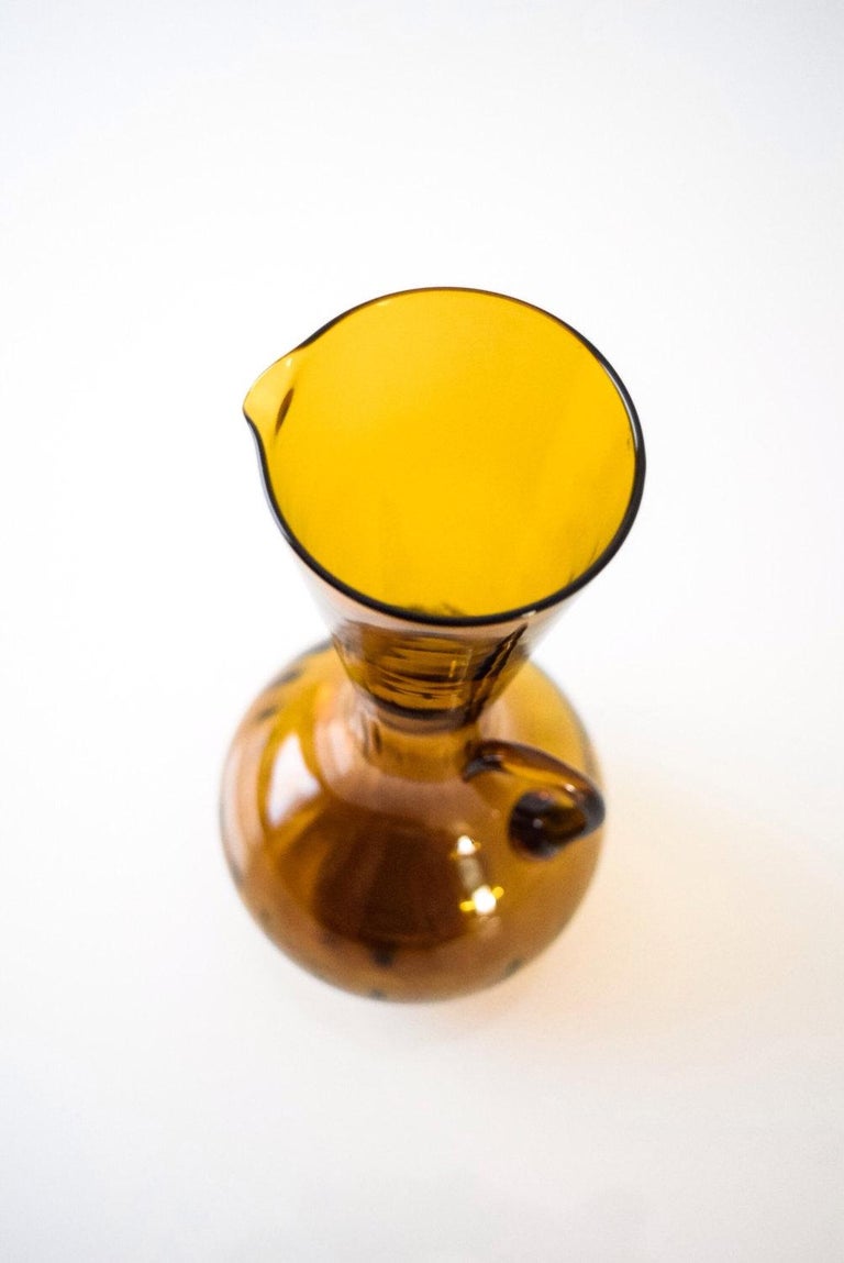 Mid Century Decorative Gold Amber Glass Pitcher or Vase For Sale at 1stDibs