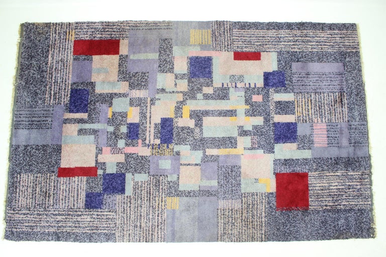 Midcentury Design Rare Geometric Carpet/Rug, 1950s For Sale at 1stDibs
