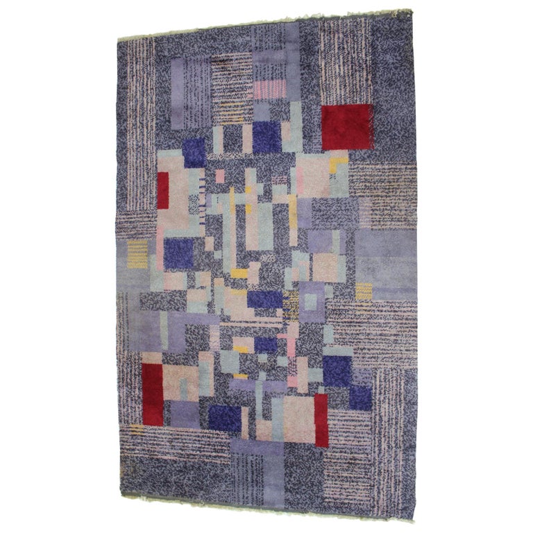 Midcentury Design Rare Geometric Carpet/Rug, 1950s For Sale at 1stDibs