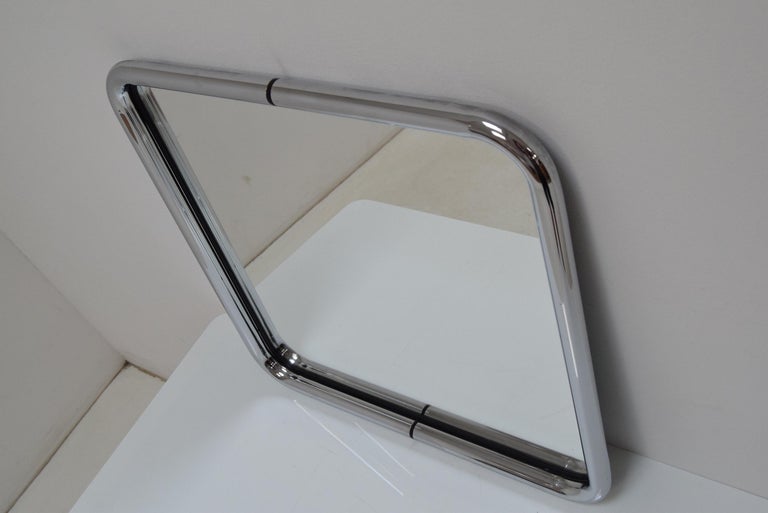 Midcentury Design Wall Chrome Mirror, circa 1980s For Sale at 1stDibs