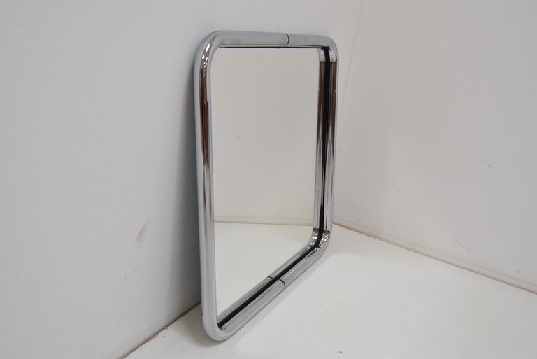 Midcentury Design Wall Chrome Mirror, circa 1980s For Sale at 1stDibs