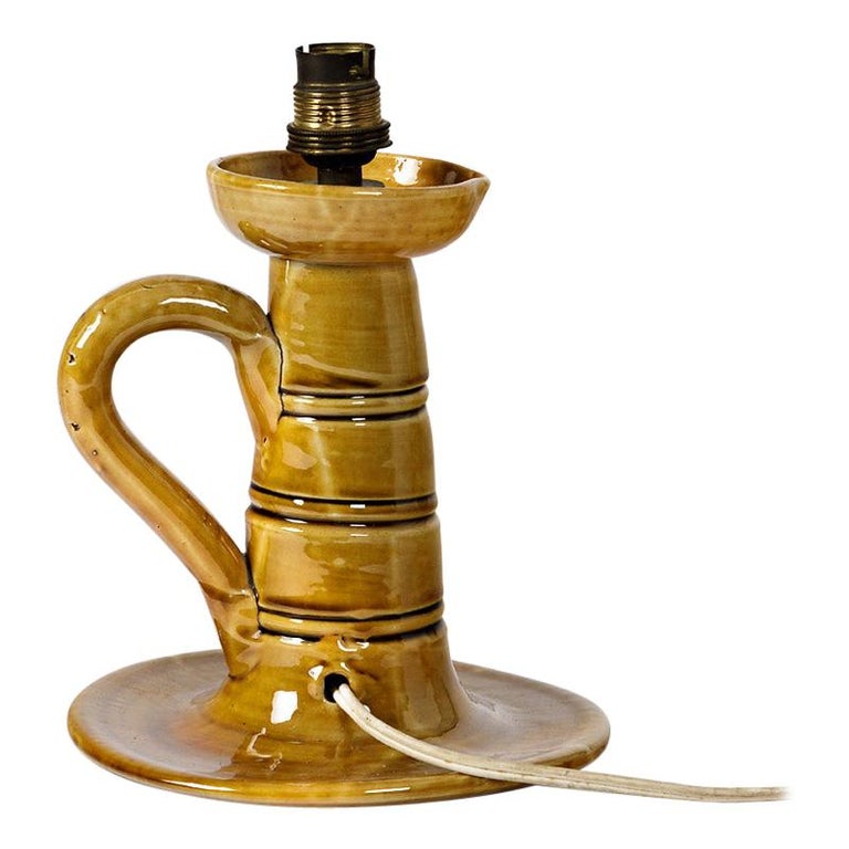 Midcentury Design Yellow Ceramic Lamp by Vallauris 1950 Table Light at ...