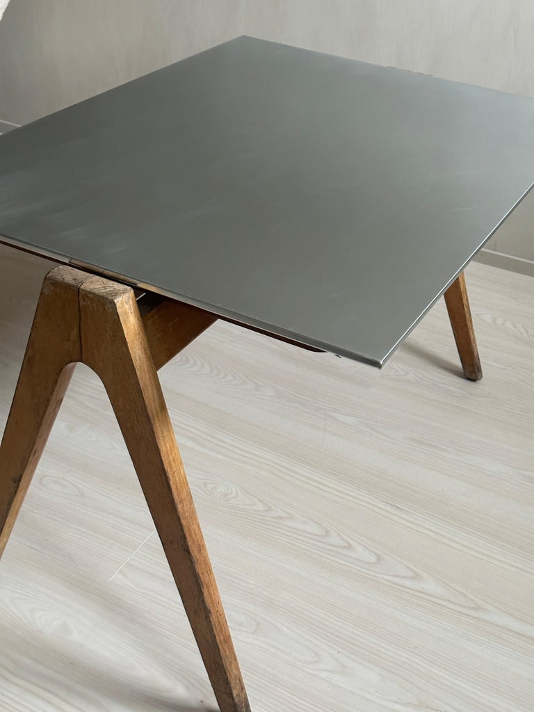 Mid-Century Desk by Robin Day with Zinc Top and Beech Legs, 1950s For ...