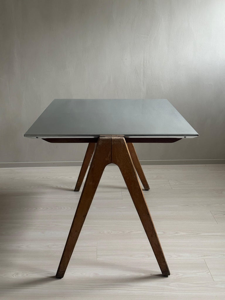 Mid-Century Desk by Robin Day with Zinc Top and Beech Legs, 1950s For ...