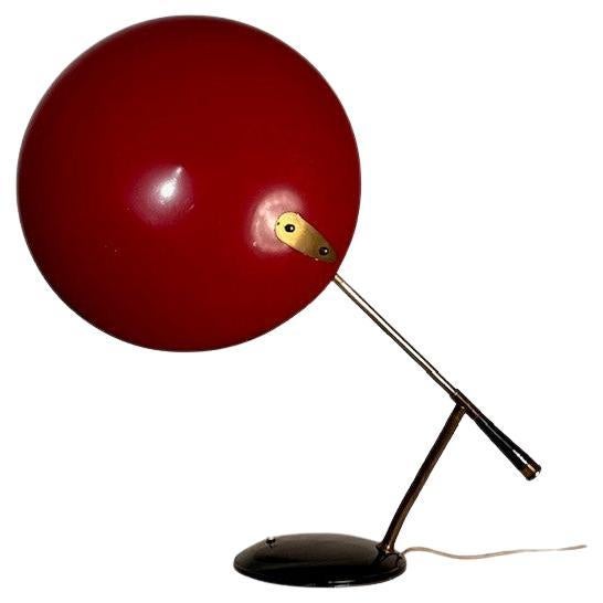 1950s Louis Kalff Style White Mid-Century Brass Desk or Table Lamp For ...