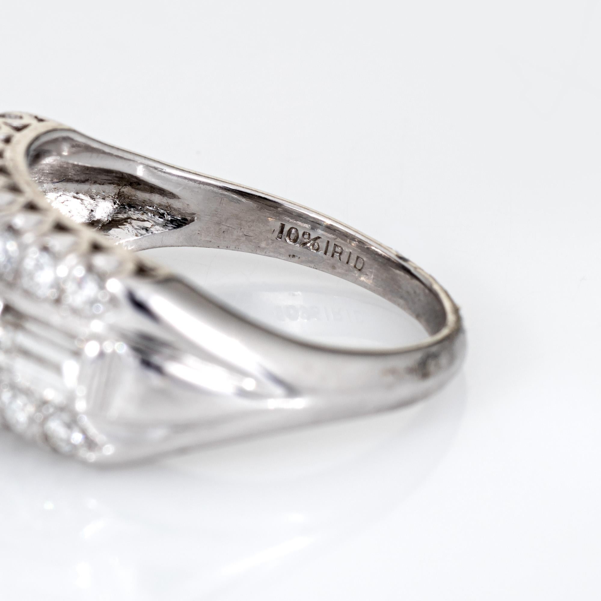 Mid Century Diamond Band Vintage Platinum Ring 3 Row Mixed Cuts Jewelry ...