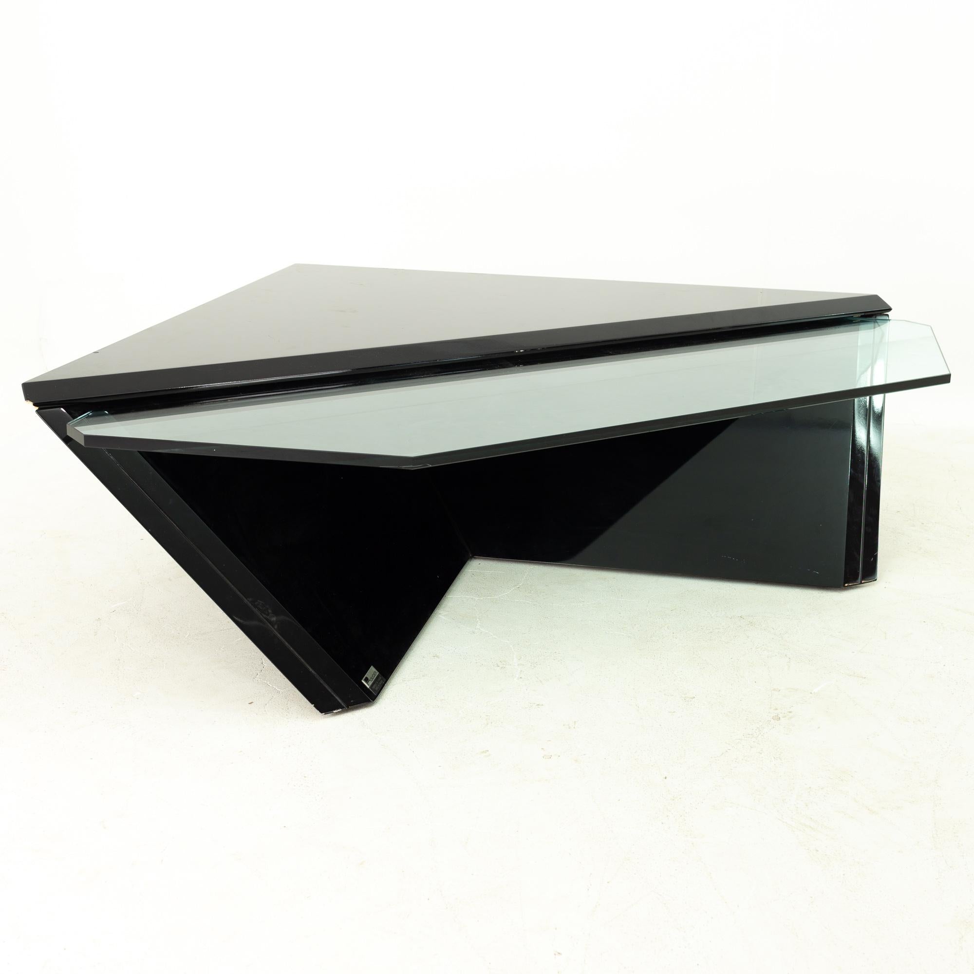 Mid Century Diamond Glass and Lacquer Coffee Table by Roger Rougier For ...