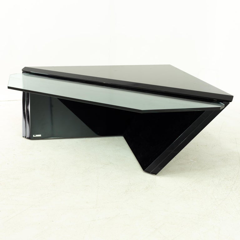 Mid Century Diamond Glass and Lacquer Coffee Table by Roger Rougier For ...