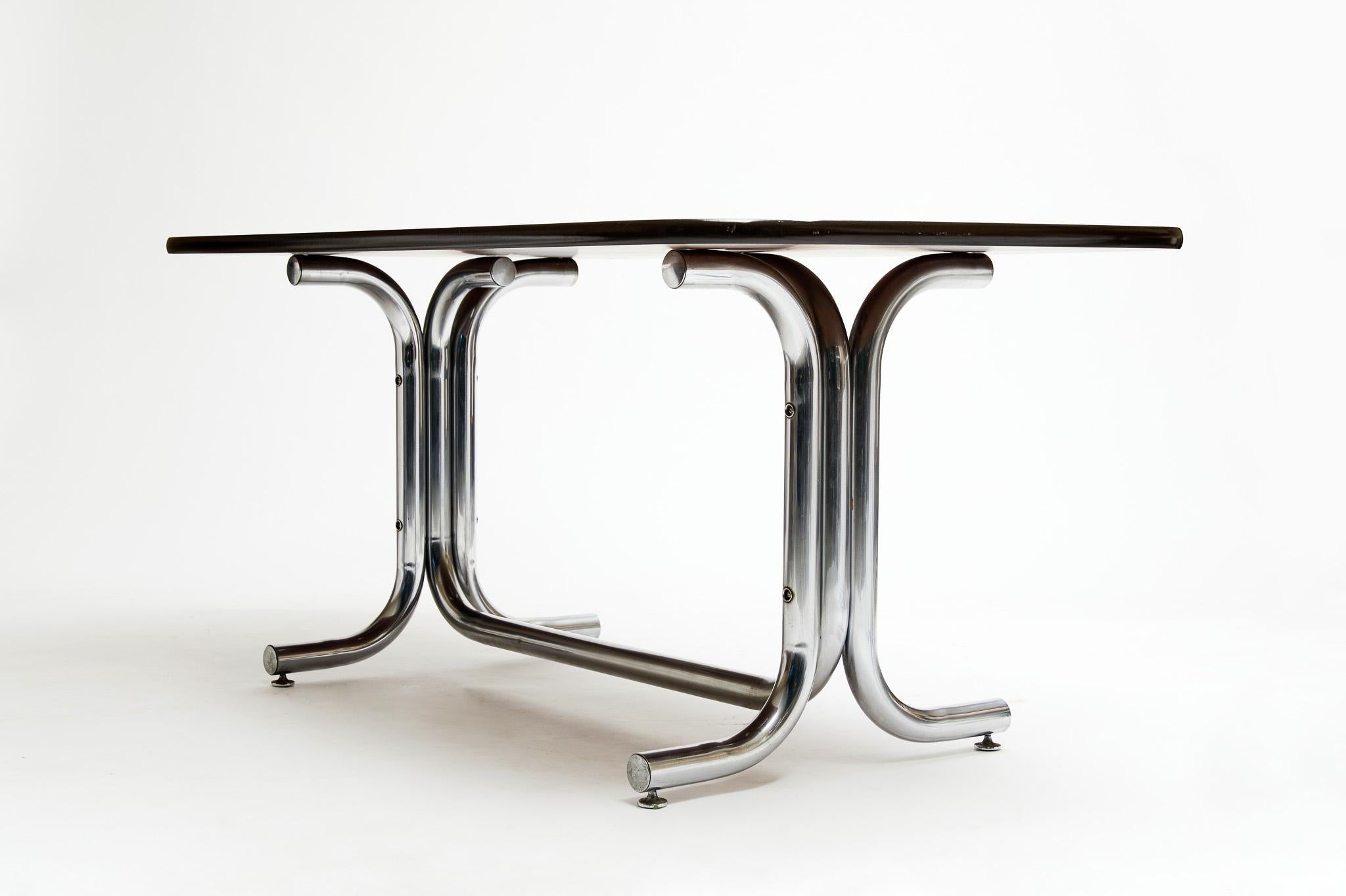 Midcentury Modern Dining Table in Tubular Chrome and Wood by Geraldo ...