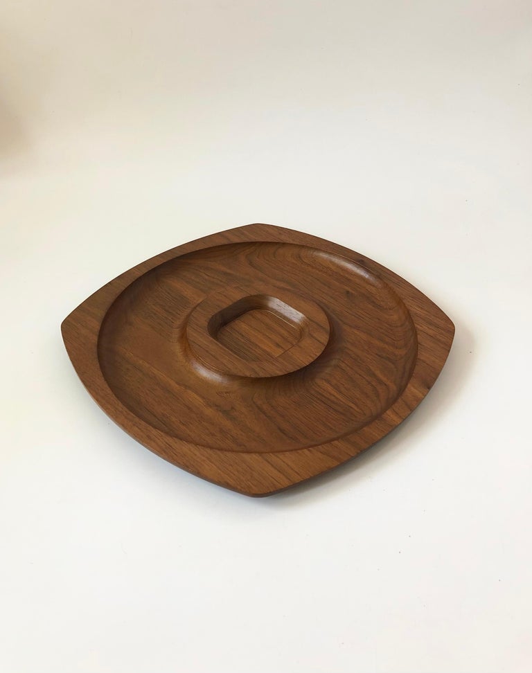 Mid Century Divided Wood Tray by Gladmark For Sale at 1stDibs