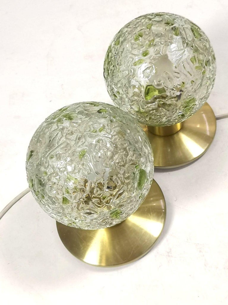 Mid-Century Doria Brass and Decor Glass Table Lamp Pair from Germany ...