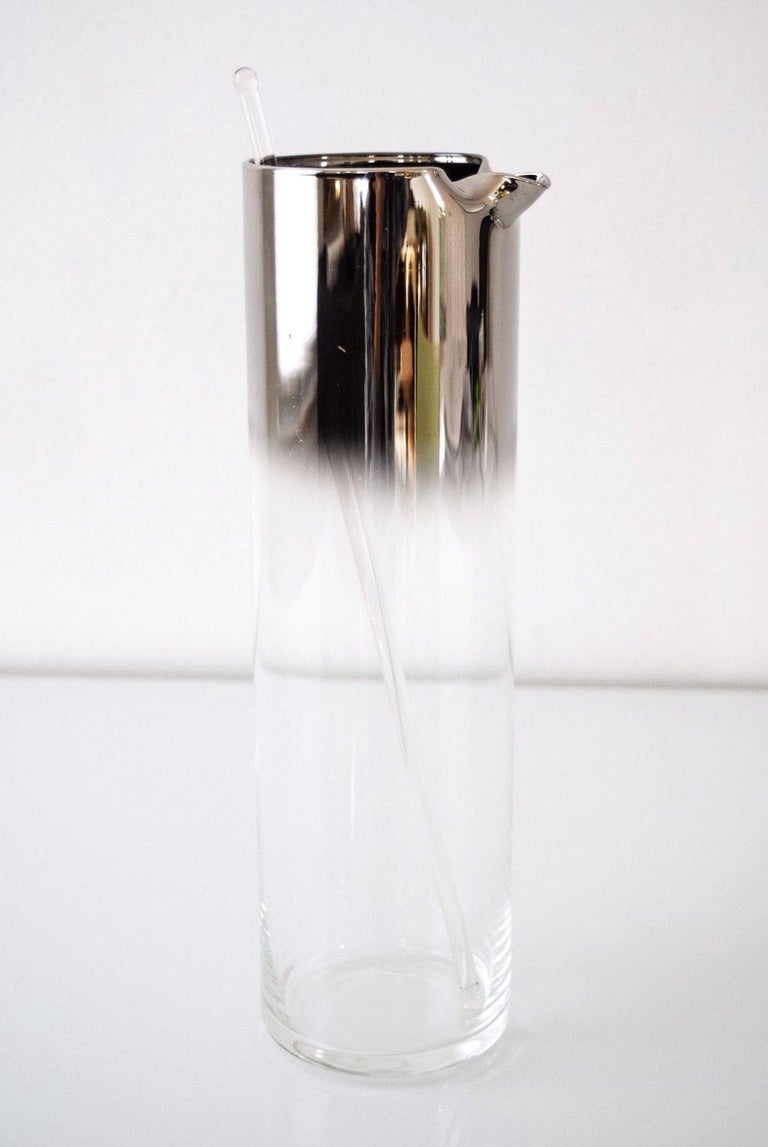 Midcentury Dorothy Thorpe Style Silver Rimmed Cocktail Pitcher with ...