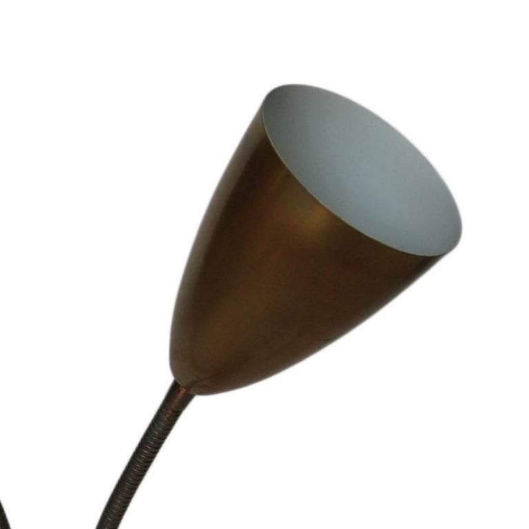 Midcentury Double Gooseneck Brass Desk Table Lamp at 1stDibs