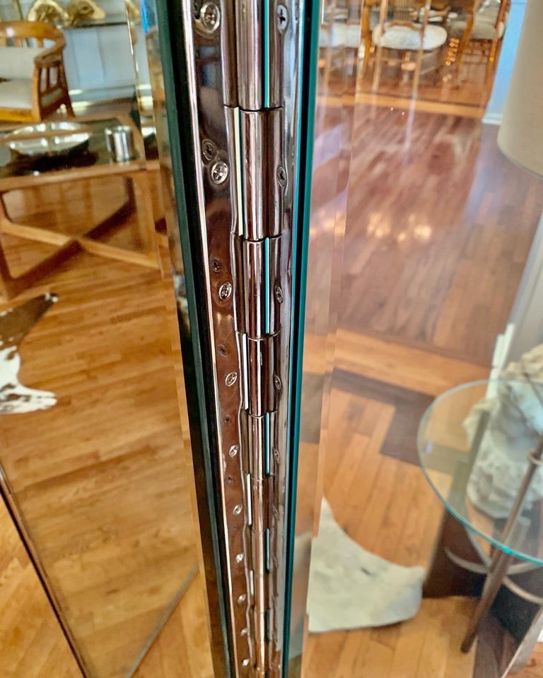 Mid Century Double-Sided and Beveled Mirror Room Divider with Full ...