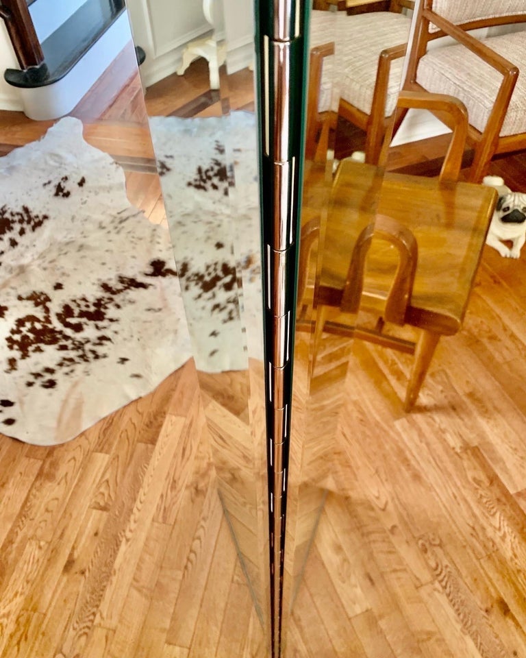 Mid Century Double-Sided and Beveled Mirror Room Divider with Full ...