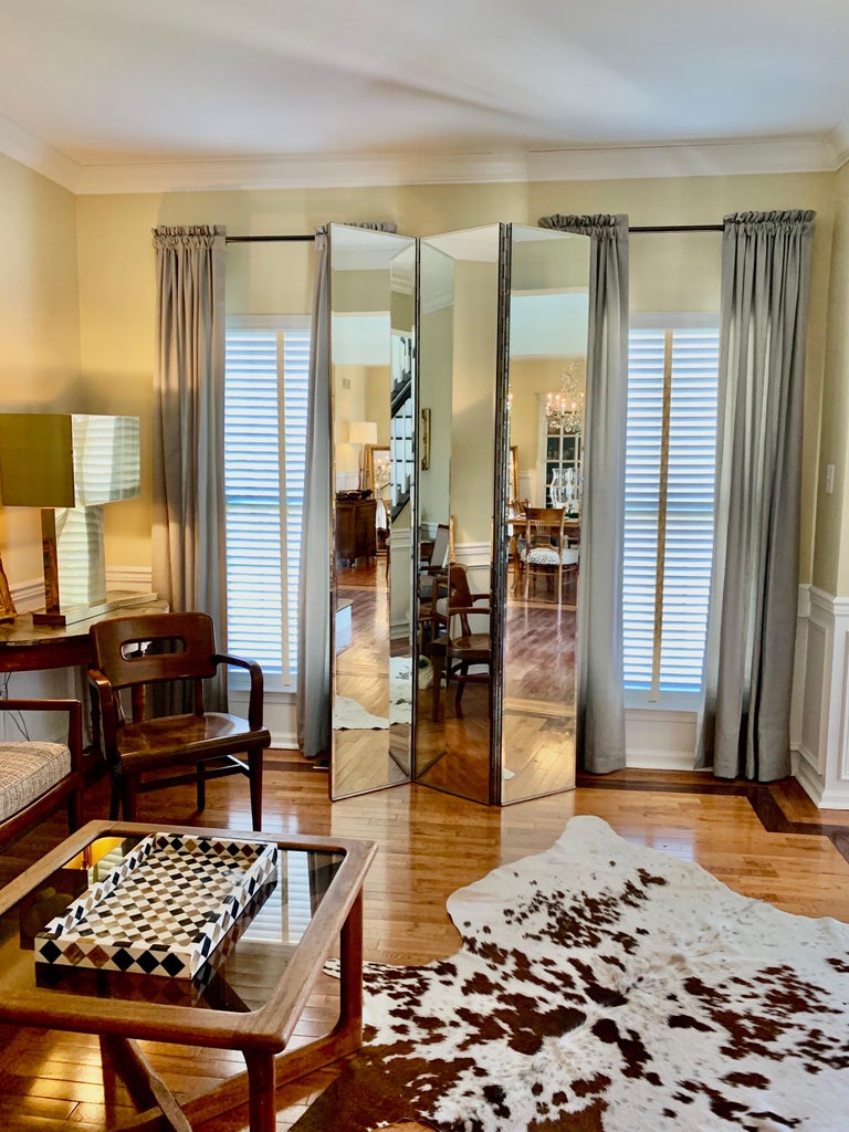 Mid Century Double-Sided and Beveled Mirror Room Divider with Full ...