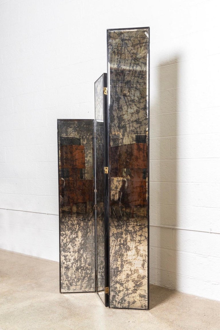 Midcentury Double-Sided Tall Glam Mirror Folding Screen or Room Divider ...