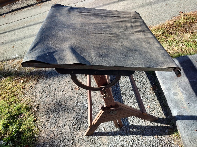 Mid Century Drafting Table by Anco C1940 Oak and Maple For Sale at 1stDibs