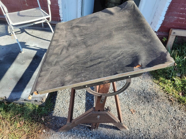 Mid Century Drafting Table by Anco C1940 Oak and Maple For Sale at 1stDibs