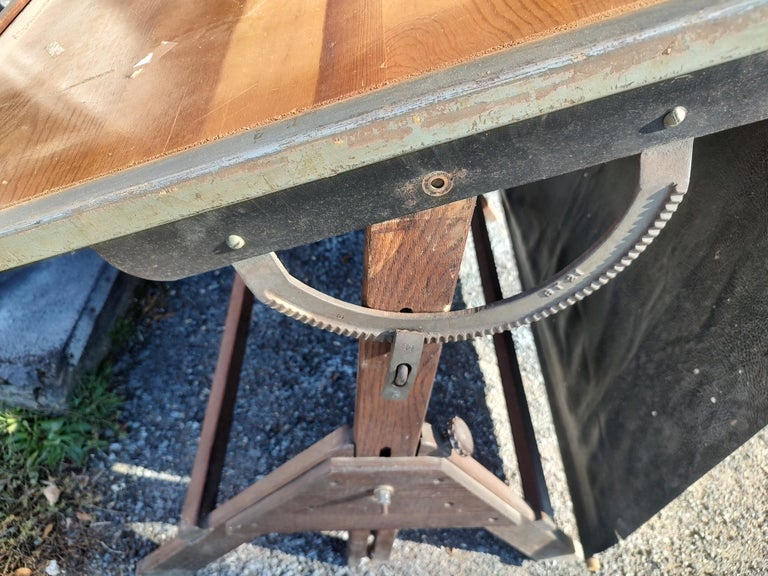 Mid Century Drafting Table by Anco C1940 Oak and Maple For Sale at 1stDibs