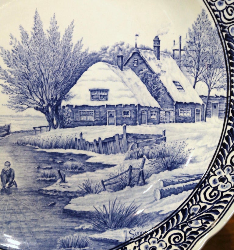 Mid-Century Dutch Hand Painted Royal Sphinx Maastricht Delft Platter ...