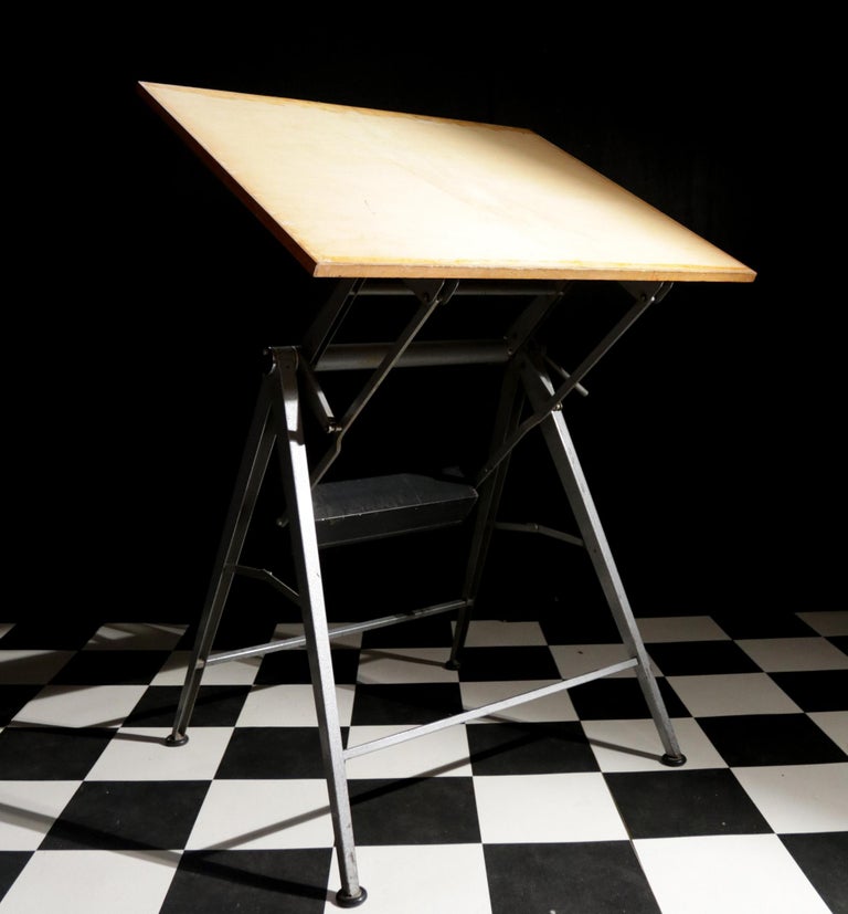 Mid-century Dutch Industrial Design Architect Folding Drafting Table 50 ...