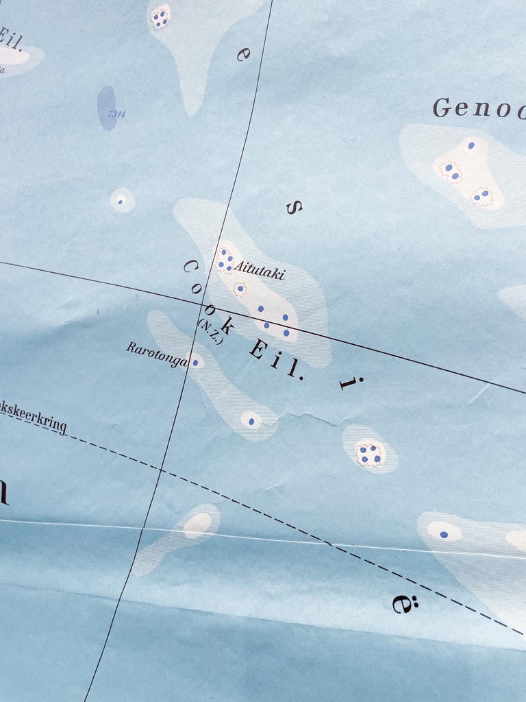 Mid-Century Dutch Topographical Wall Map of Australia and Oceania on ...