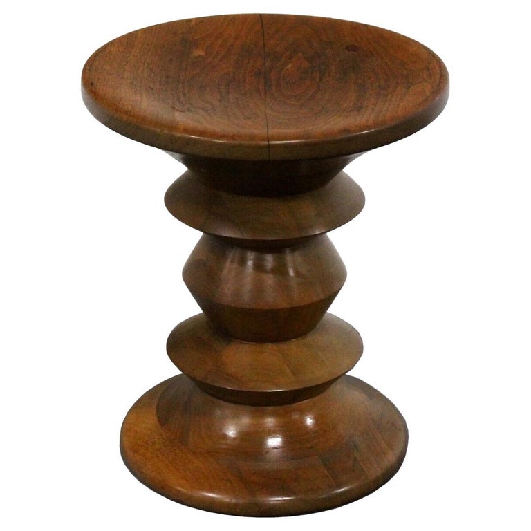 Mid Century Eames Herman Miller Walnut Stool Side Table HM #413 at 1stDibs