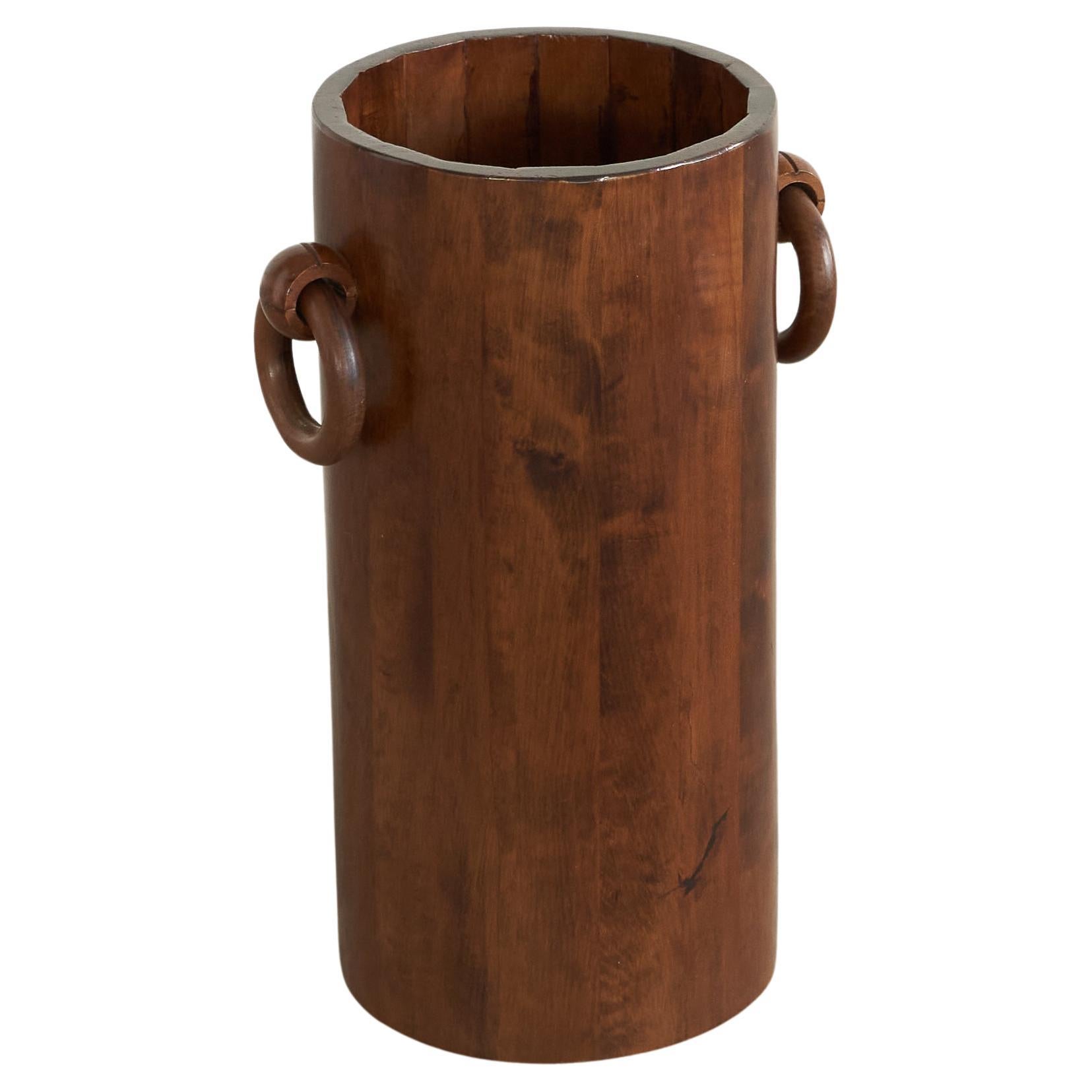 Mid Century Umbrella Stand in Solid Wood and Patinated Brass For Sale ...