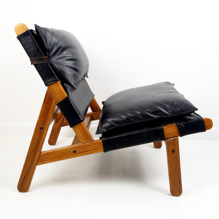 Midcentury Modern Easy Chair with Wooden Frame and Leather Cushions at ...