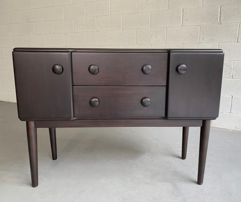 Midcentury Ebonized Maple Sideboard Console by Heywood Wakefield at 1stDibs