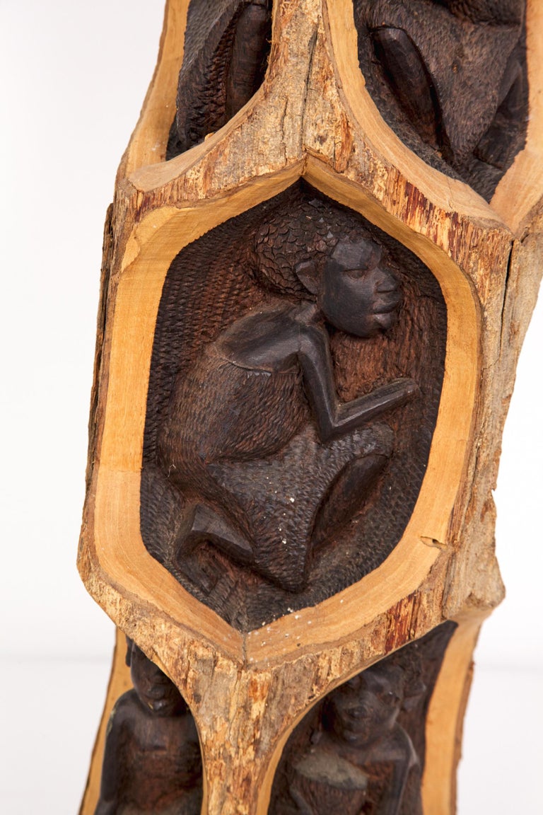 Midcentury Ebony and Bark Hand Carved Tree of Life Sculpture For Sale ...