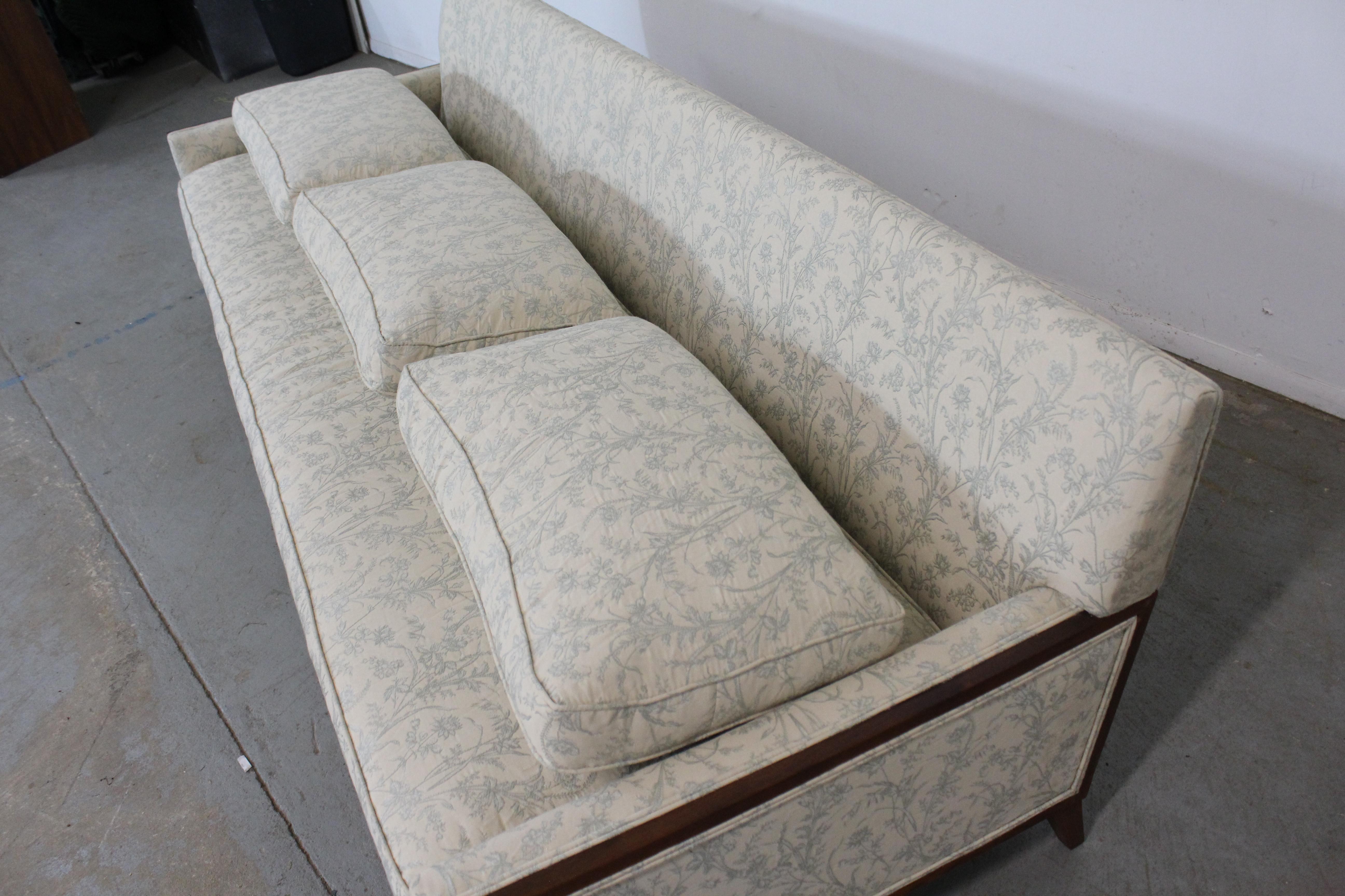 Mid-Century Elongated Low Profile Walnut Trimmed Sofa on Tapered legs ...