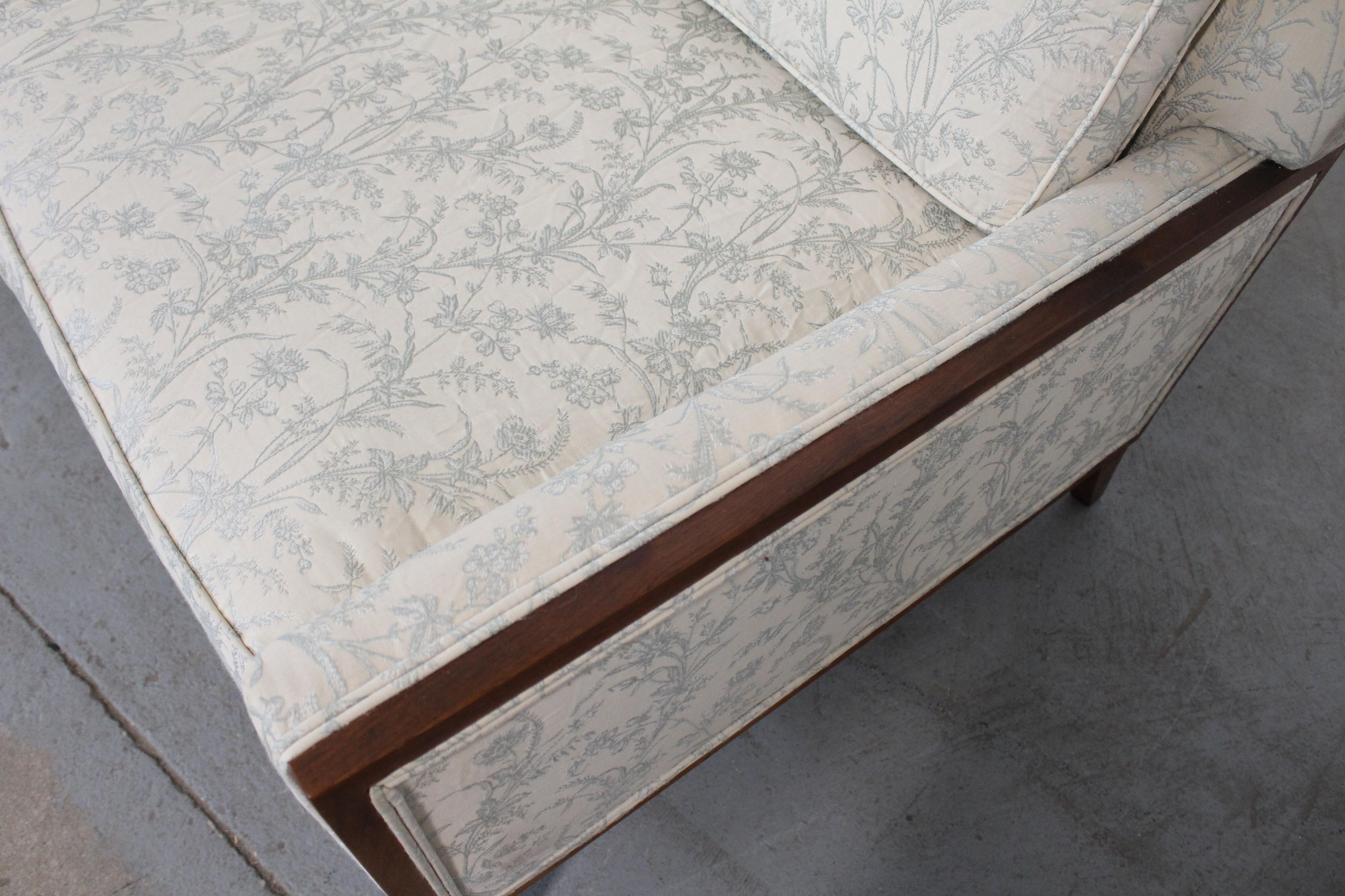 Mid-Century Elongated Low Profile Walnut Trimmed Sofa on Tapered legs ...
