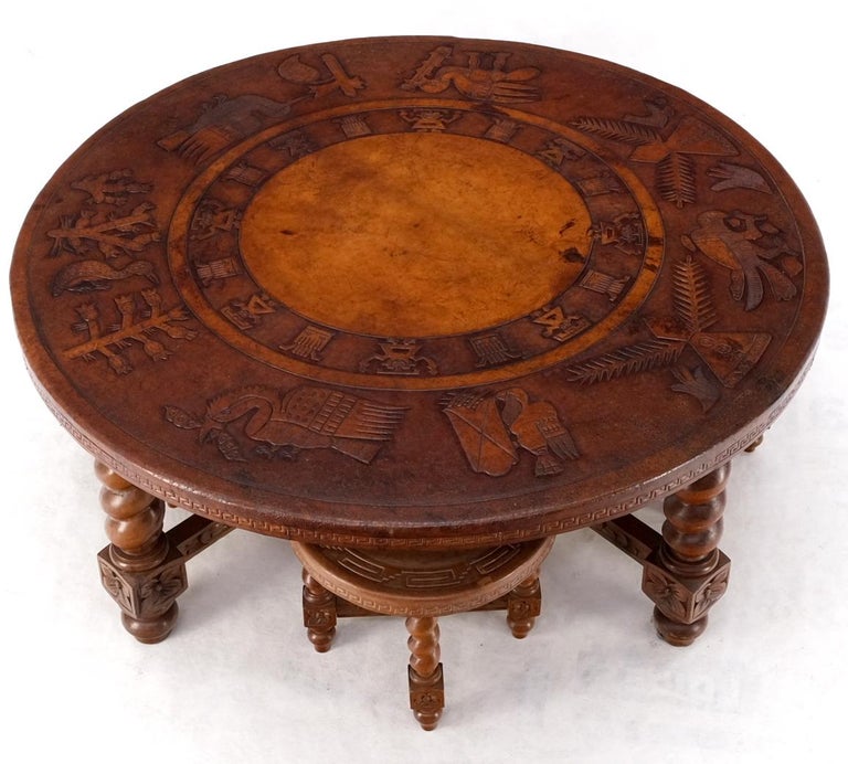Mid Century Embossed Leather South American Coffee Table 4 Nesting ...