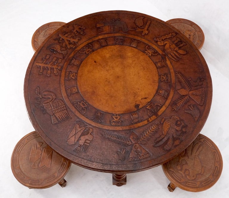 Mid Century Embossed Leather South American Coffee Table 4 Nesting ...