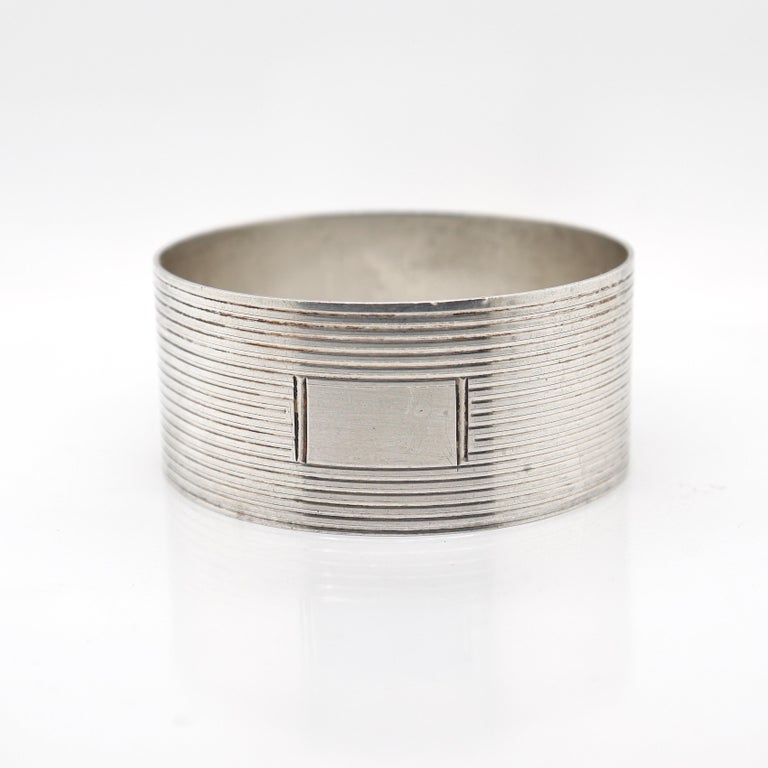 Midcentury English Engine Turned Sterling Silver Napkin Ring by John ...