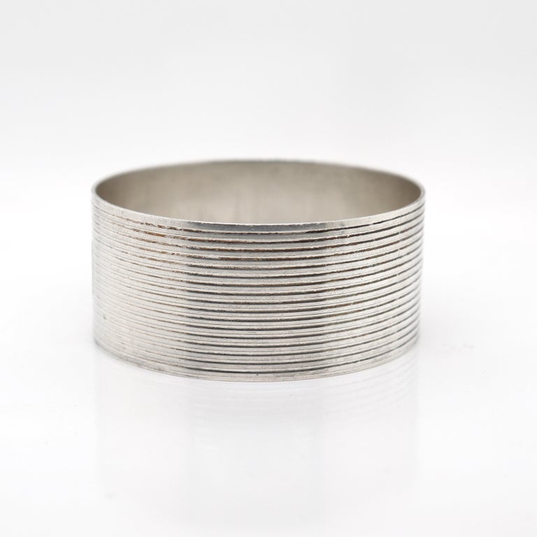 Midcentury English Engine Turned Sterling Silver Napkin Ring by John ...