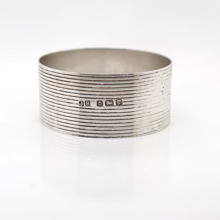 Midcentury English Engine Turned Sterling Silver Napkin Ring by John ...