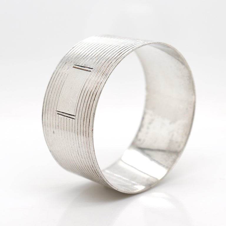 Midcentury English Engine Turned Sterling Silver Napkin Ring by John ...