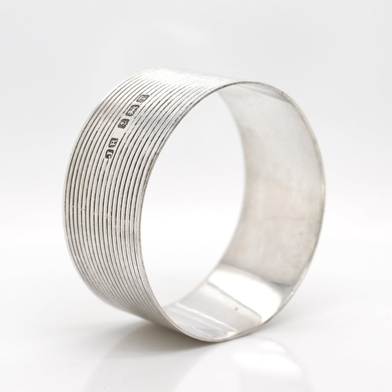 Midcentury English Engine Turned Sterling Silver Napkin Ring by John ...