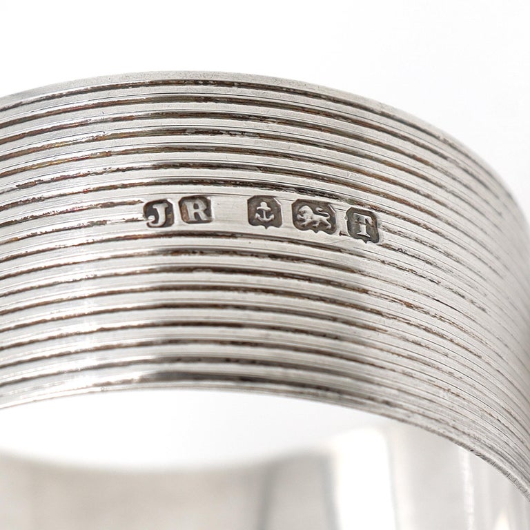 Midcentury English Engine Turned Sterling Silver Napkin Ring by John ...